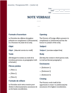 Note verbale, Exemples + Modèles Word à télécharger et à remplir